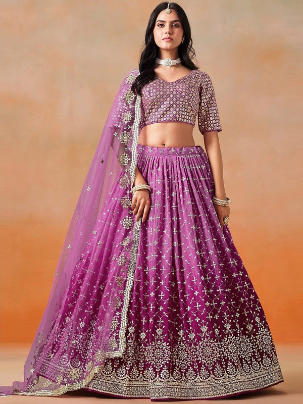Buy Rani pink Georgette Zari & Sequins Work Flowy Elegant Designer ...