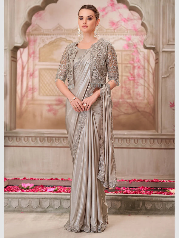 Buy Net & Silk Embroidery Saree - S128H | Fabricoz Australia